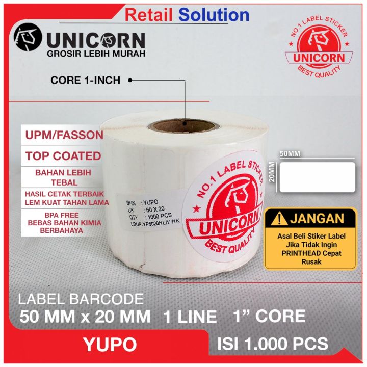 Stiker Label Barcode YUPO Synthetic 50x20 mm / 50x20mm / 50 x 20 mm ...