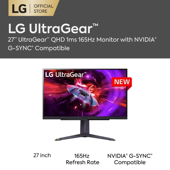 LG 27" 27GR75Q IPS QHD 165Hz 1ms HDR10 Freesync Gsync Ergonomic ...