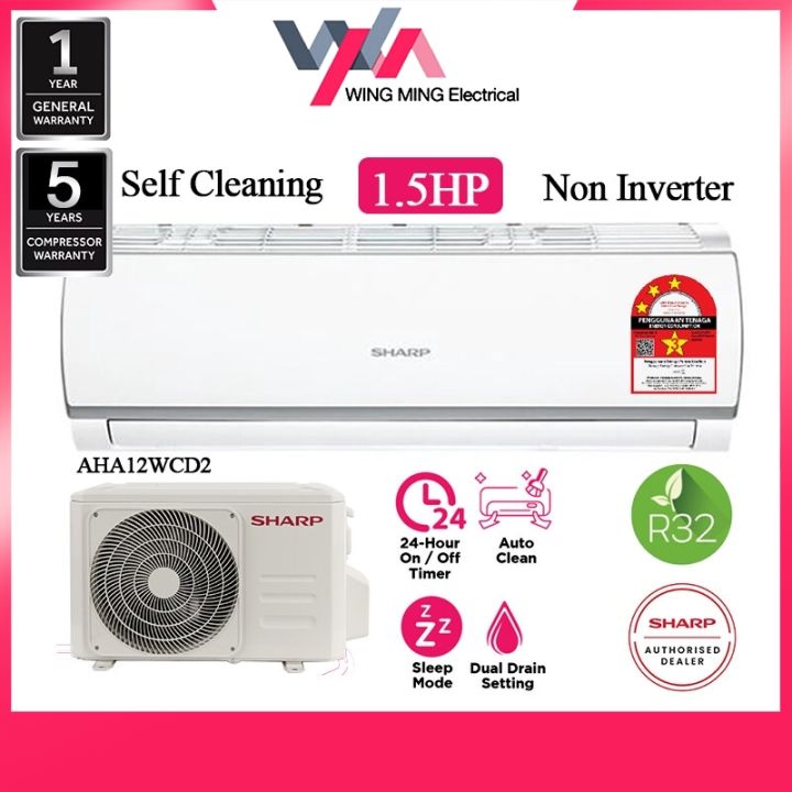 Sharp 1.5HP R32 Non-Inverter Air Conditioner AHA12WCD2 空调 冷气 | Lazada