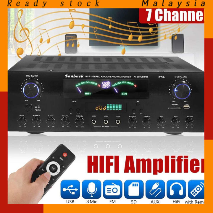 7 Channel Audio Power Amplifier Home 2 Toroidal Transformer Bluetooth ...