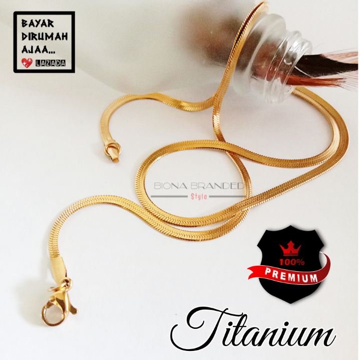 KALUNG TITANIUM GOLD gepeng pipih, KALUNG TITANIUM PRIA DAN WANITA ...
