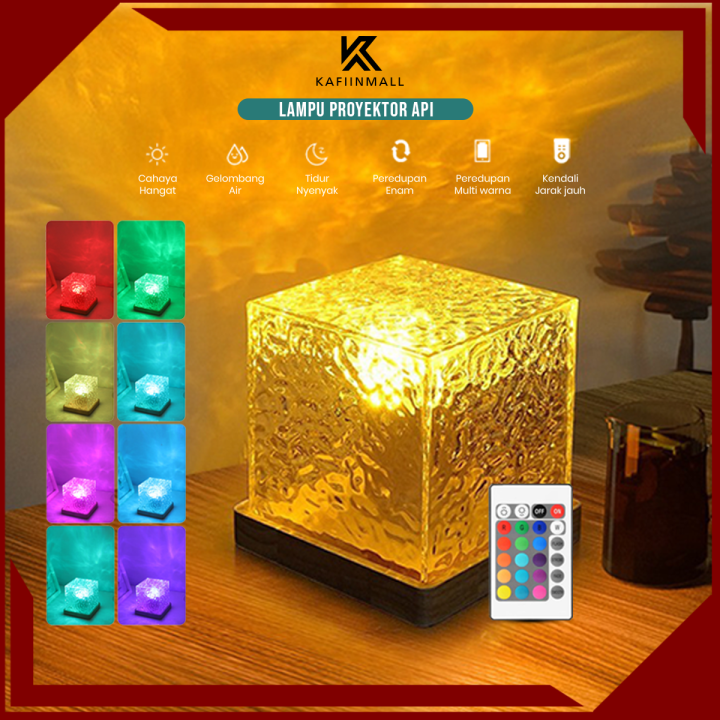 Lampu Tidur Proyektor Crystal / LED RGB Aurora Estetik dengan Remote ...