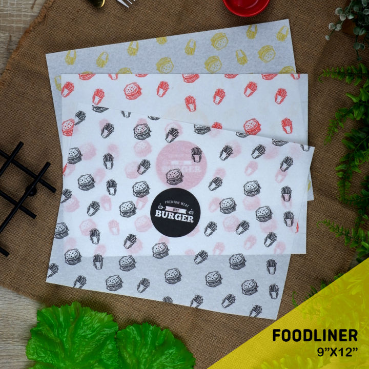 BURGER WRAPPER / FOOD LINER PAPER GREASEPROOF GENERIC PRINT 100 PCS ...