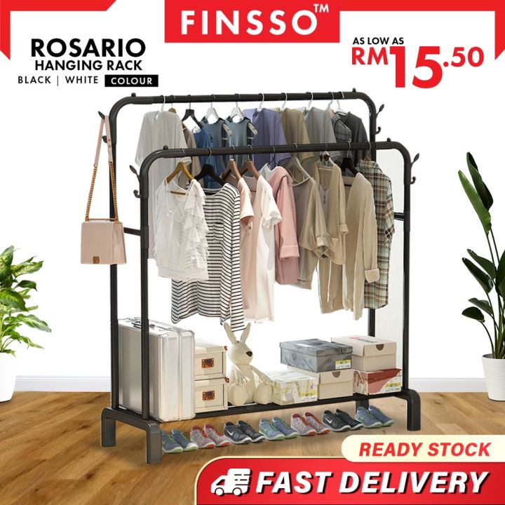 Finsso : ROSARIO Hanging Rack with Bag Hanger /Penyangkut Baju /Rak ...