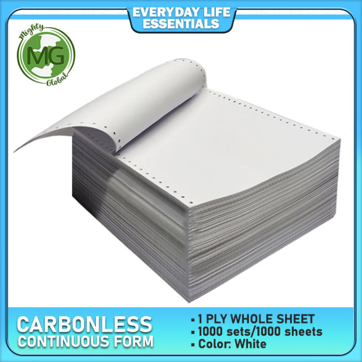 1 Ply Carbonless Continuous Form WHOLE SHEET 9.5" x 11" White (1Ply ...