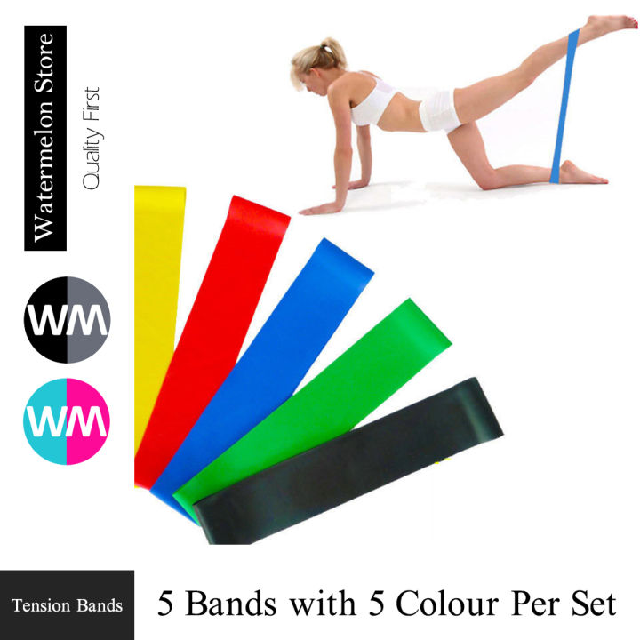WATERMELON (One Set 5 pcs) Tension Band Pull Ring Elastic Band Fitness ...