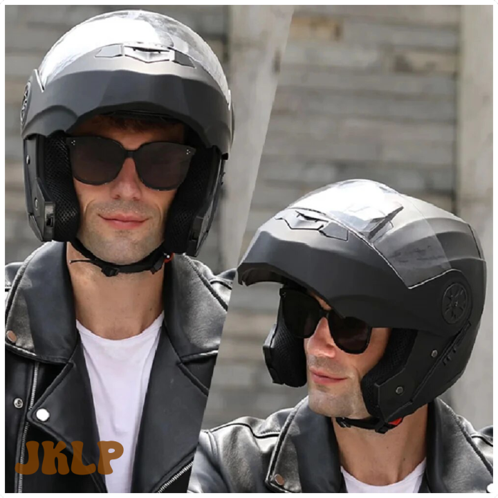 JKLP หมวกกันน็อกโมโตครอสแบบฝาพับเลนส์คู่สำหรับแข่งขัน,หมวกกันน็อค ...