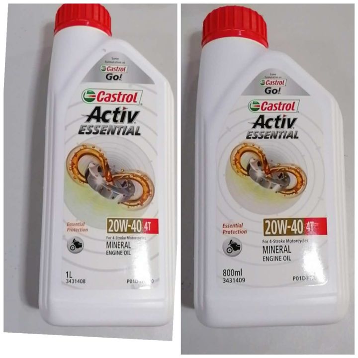 CASTROL 4T 20W-40 ACTIVE ESSEBTIAL ENGINE OIL 800ML/1LT | Lazada PH