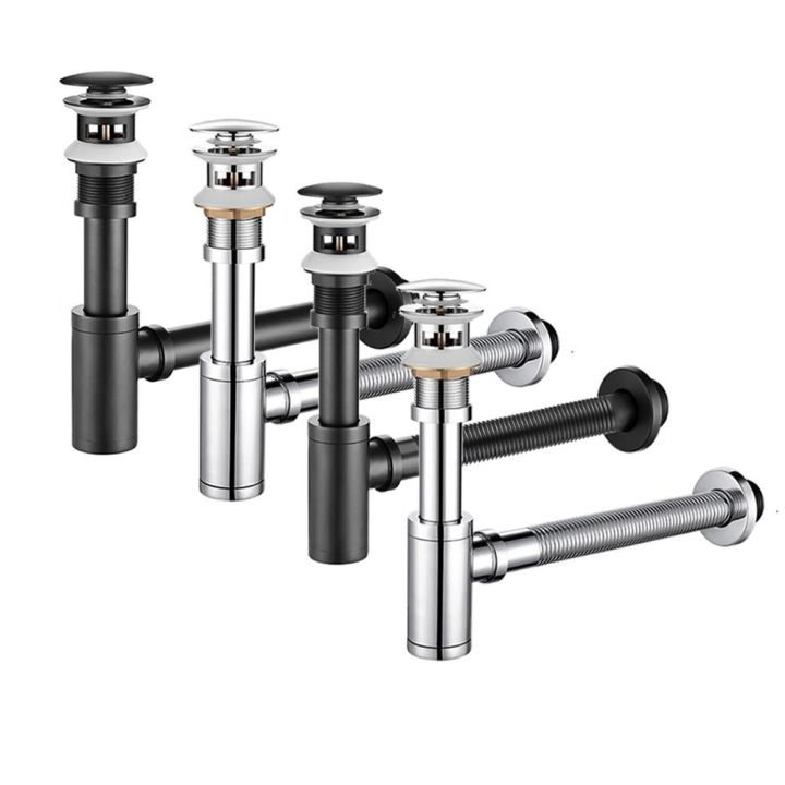 MISSLADY Pop-up Drain Stopper Round P-Trap Waste Pipe Kit Adjustable ...