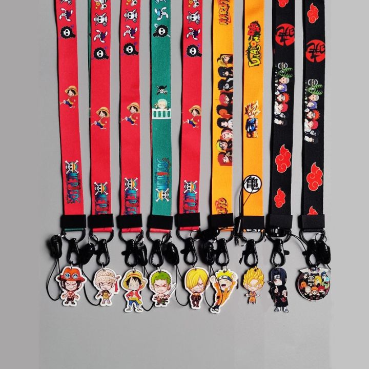 อะนิเมะหนึ่งชิ้นพวงกุญแจเชือก ID สายคล้องคอโทรศัพท์มือถือการ์ตูนนารูโตะ ...