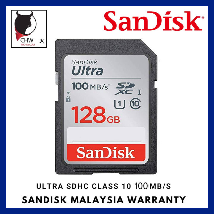 SanDisk Ultra SDXC UHS-I Class 10 SD Card (100mb/s) 128GB | Lazada