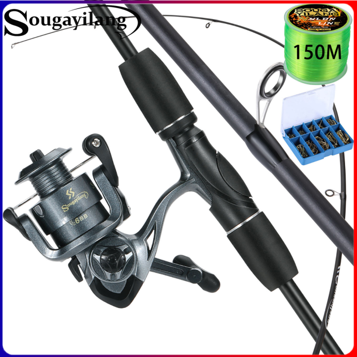 Sougayilang Set Tongkat Dan Gulungan Pancing 1.8m Joran Pancing Dan 5.2:1 Reel Spinning Alat ...