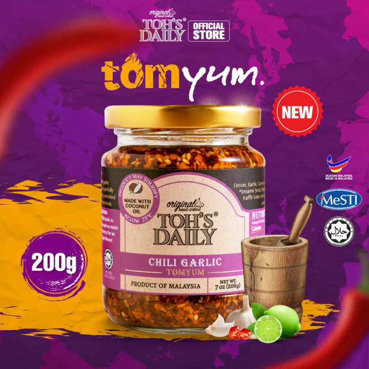 Toh's Daily 100% HALAL TOM YUM Chili Garlic Crisp 200g (Sambal Merah ...
