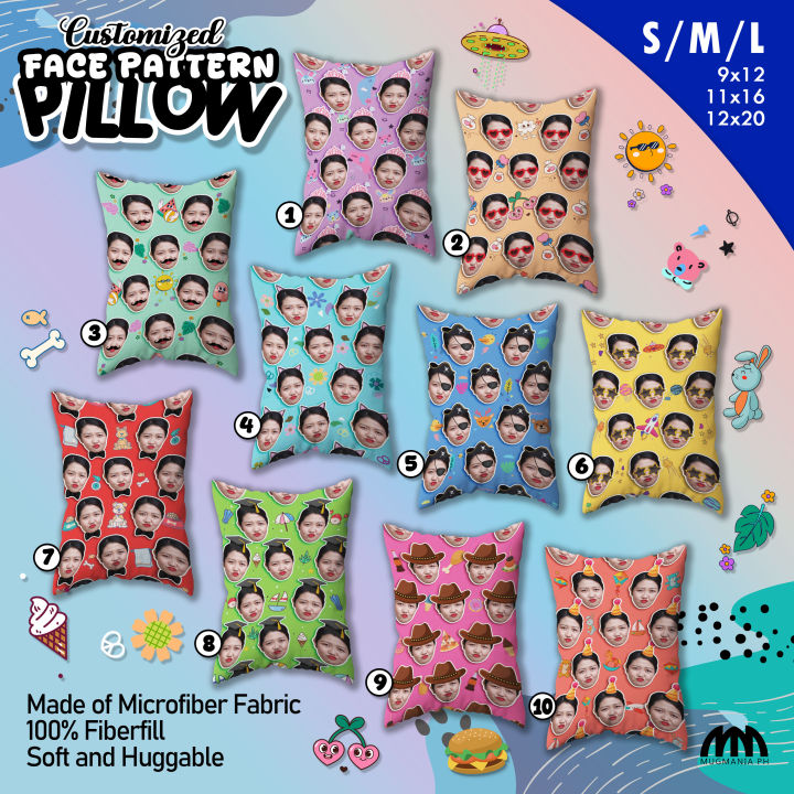 CUSTOMIZED Face Pattern Pillow - Face Pattern - Personalized Photo Face ...
