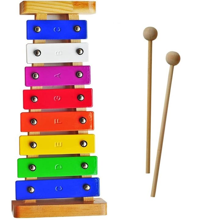 Wood Xylophone for Kids, 8 Notes/Keys Colorful Metal Bar, Musical ...