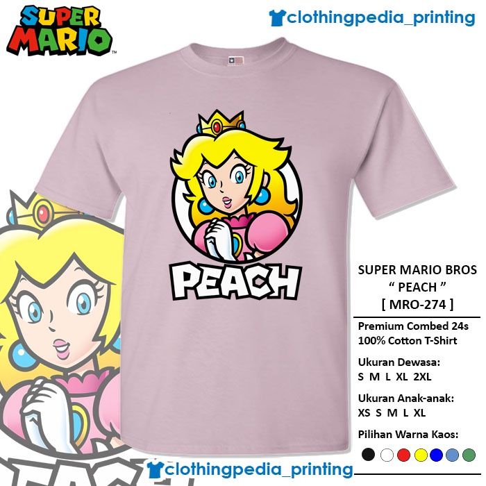 👕🎁🎀Princess Peach The Super Mario Bros Character Peach T-Shirt | Lazada ...