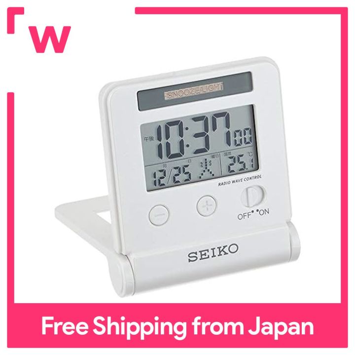 Seiko Clock Alarm Clock Travella Radio Wave Digital Automatic Light ...