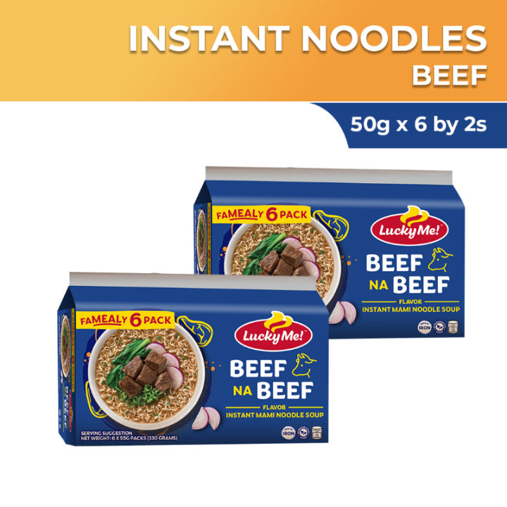 Lucky Me! Instant Noodle Soup Beef na Beef Multipack 55g x 6 - Pack of ...
