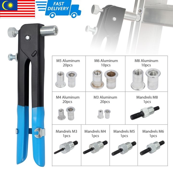 86pcs/Set M3-M8 Blind Rivet Gun Threaded Insert Hand Riveting Kit M3-M8 ...