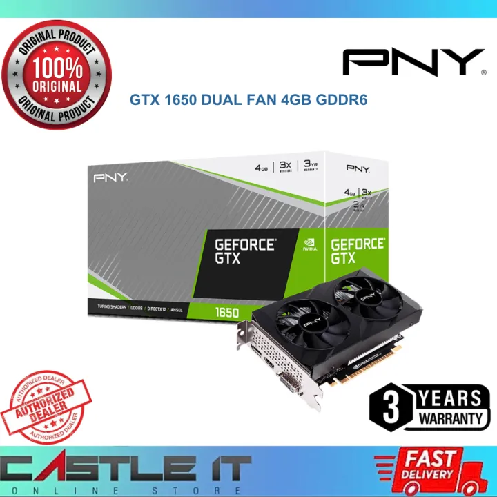 PNY GTX 1650 DUAL Fan 4GB GDDR6 GTX1650 4G D6 Nvidia GeForce Graphic ...
