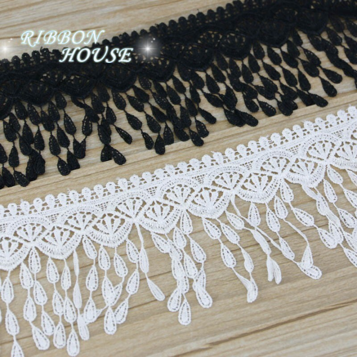 70mm White black Silk Net Lace Fabric Ribbons Trim DIY Sewing Handmade Craft Materials 1 yard ...
