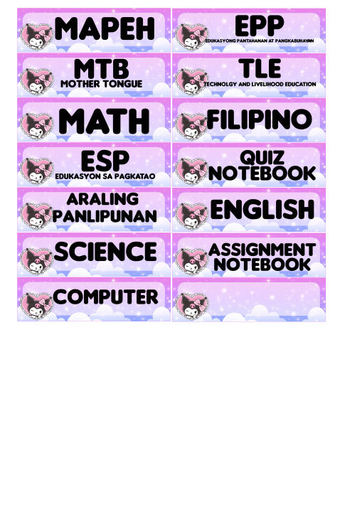 Subject Sticker for Notebooks | Lazada PH