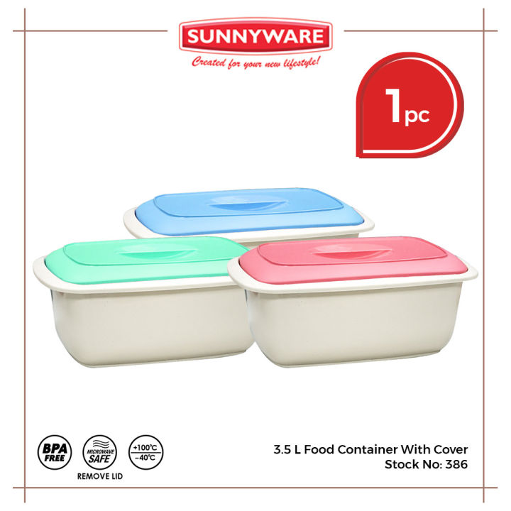 1pc 3.5 L Food Container With Cover [Sunnyware 386] | Plasticware ...