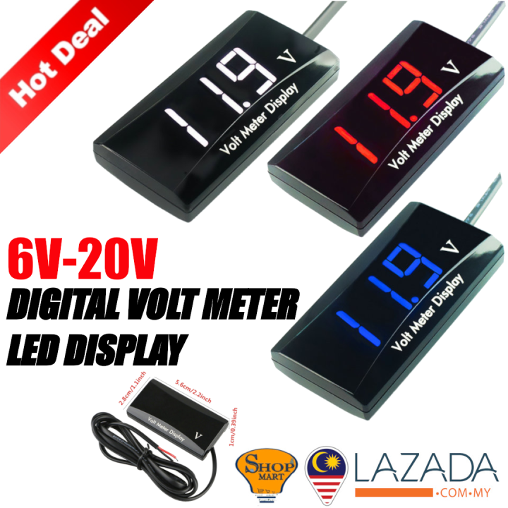 6V-20V HUD Digital Voltage Meter Led Display Voltmeter Volt Meter for ...