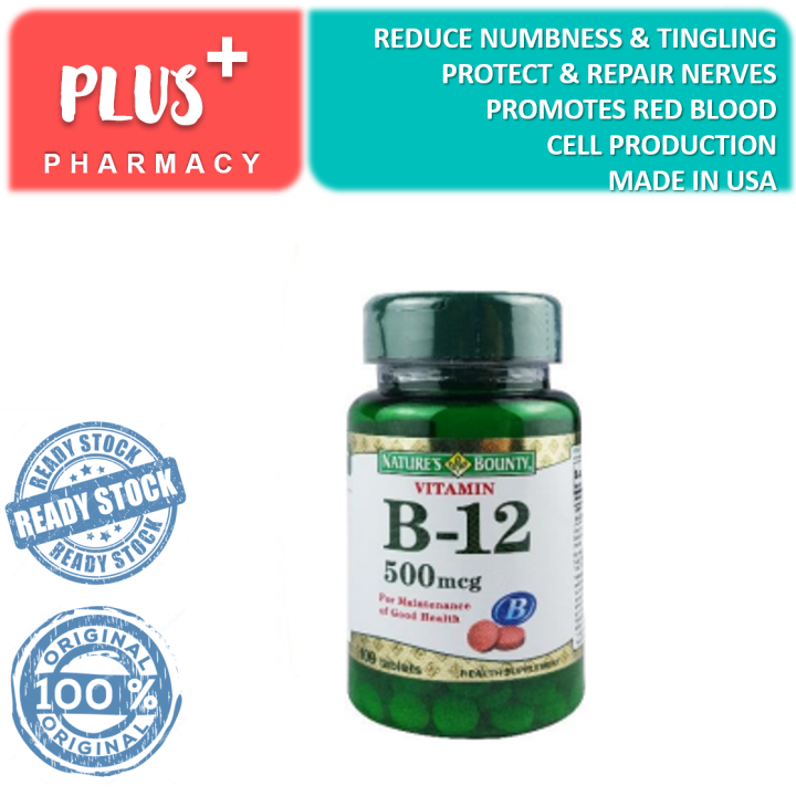 [PLUS+PLUS] Nature's Bounty Vitamin B-12 500mcg 100 Tablets ...