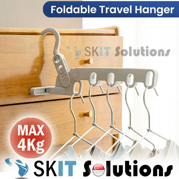 【SKIT SG】Portable Foldable Travel Hanger Folding Clothes Drying Rack ...
