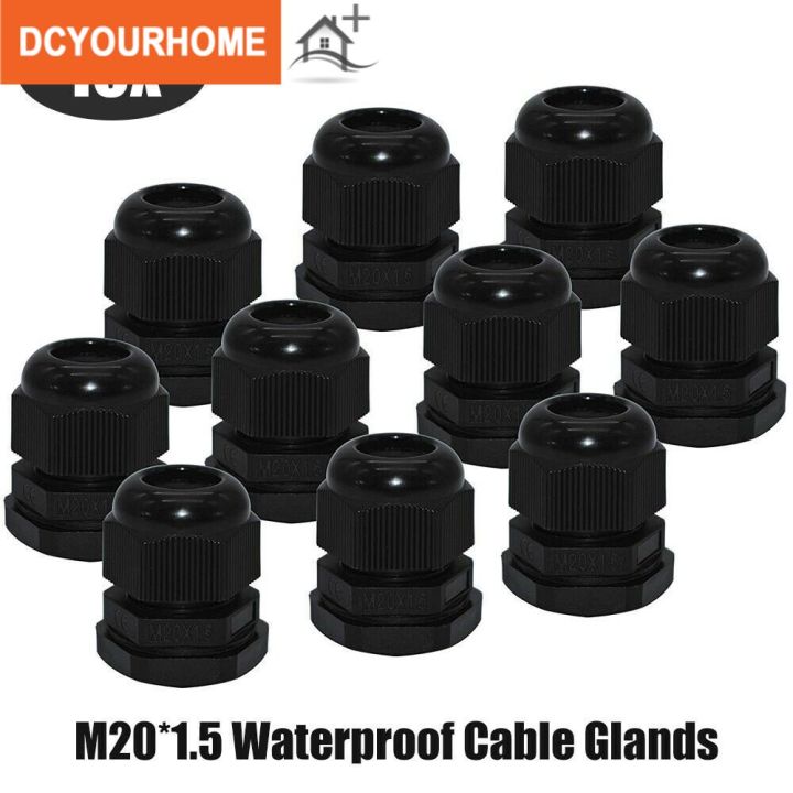 10xสีดำ20มิลลิเมตรกันน้ำIP68 TRSสายบรรจุต่อมLocknutเครื่องซักผ้าM20 ...