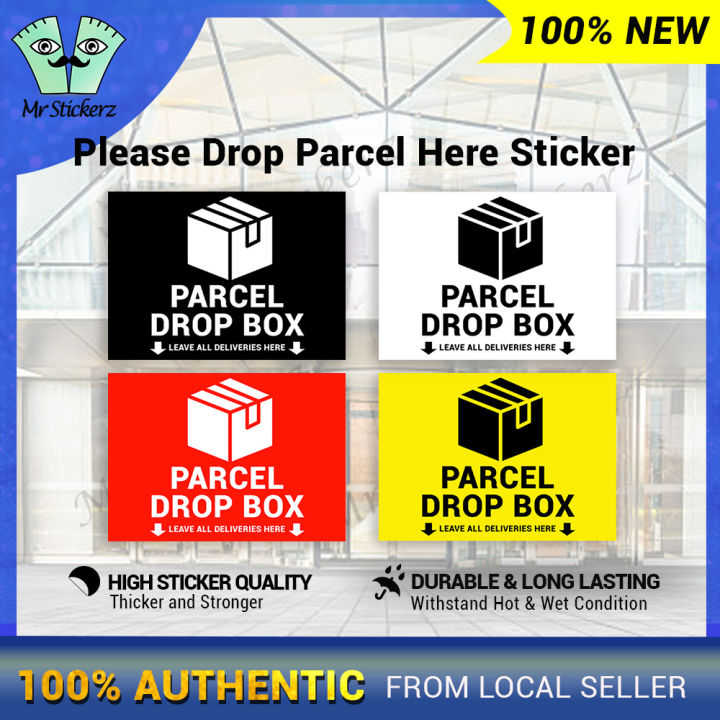 Please Drop Parcel Here Sticker Signage / Food and Drink Signboard ...