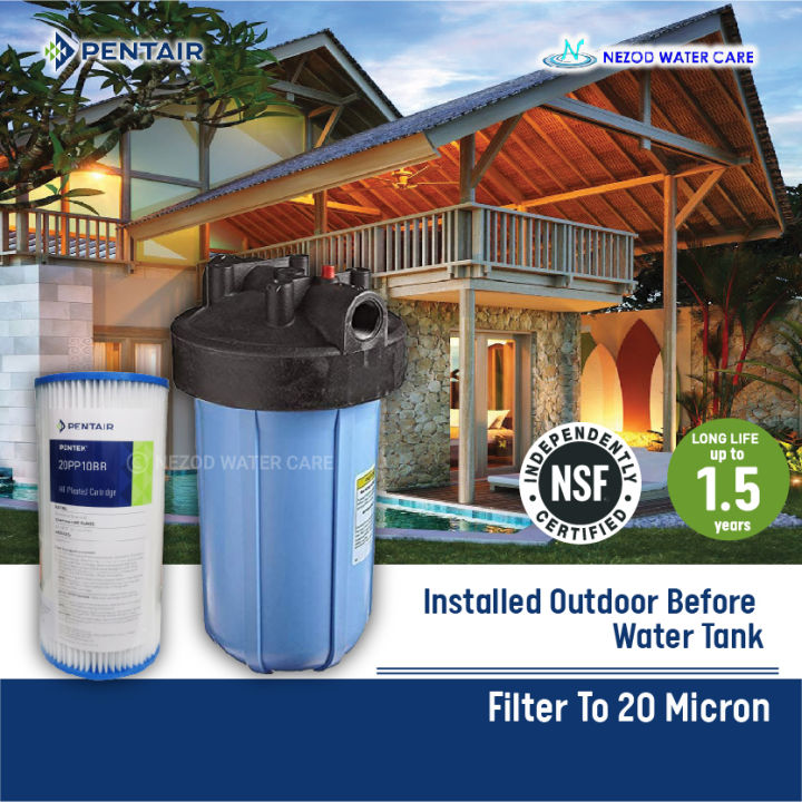 PENTAIR BIG BLUE Washable Outdoor POE Water Filter 20 Micron – 10″ – 20 ...