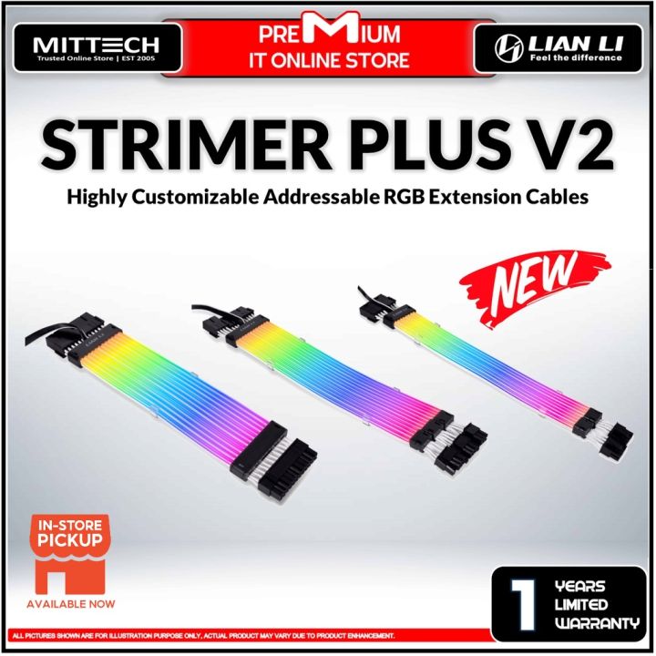 ♥Lian Li Strimer Plus V1 V2 Addressable RGB Extension Cables | For ...