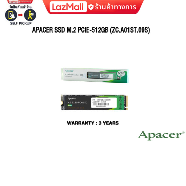 APACER SSD M.2 PCIE-512GB (ZC.A01ST.09S)/ประกัน 3 Years | Lazada.co.th