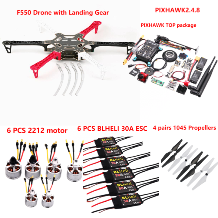 FPV Fiber Hexa F550 Kit PIXHAWK2.4.8 Flight Control Carbon Ardupilot 100MW Radio Telemetry ...