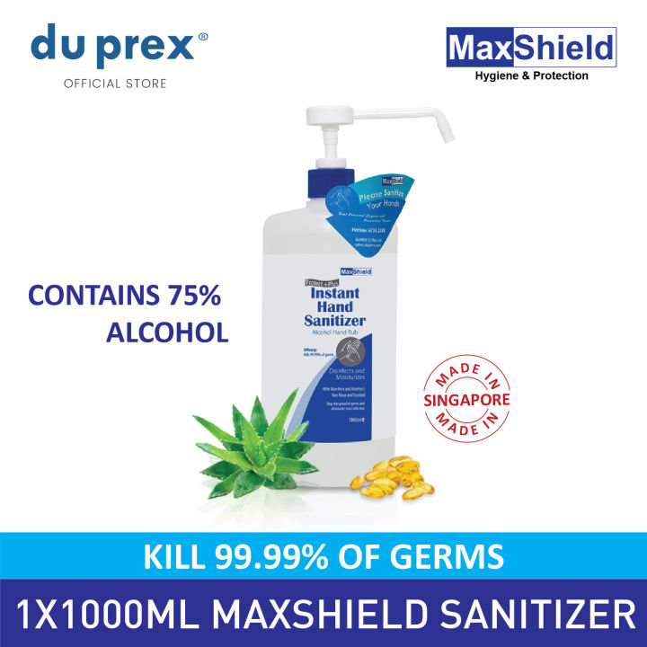 MaxShield Instant Hand Sanitizer Alcohol Hand Rub (1 x 1000ml) / Kills ...
