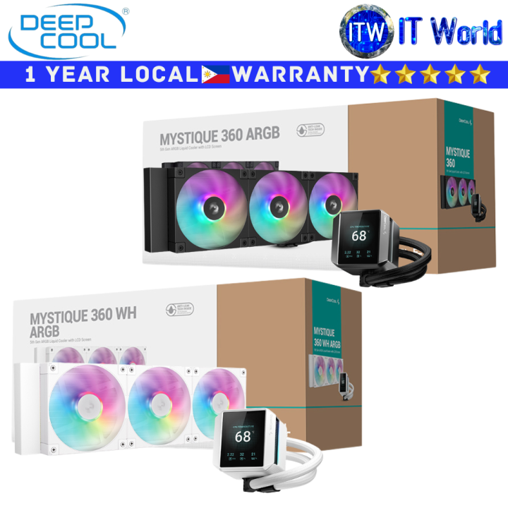 Itw | Deepcool CPU Cooler Fan Mystique 360 ARGB Liquid Cooler with LCD Screen (Black | White ...