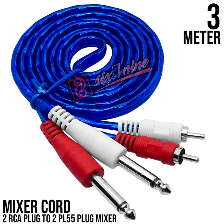 SSN 3 Meter Heavy Duty Audio Cable – 2 Male RCA to 2 Male 6.35mm Mono ...