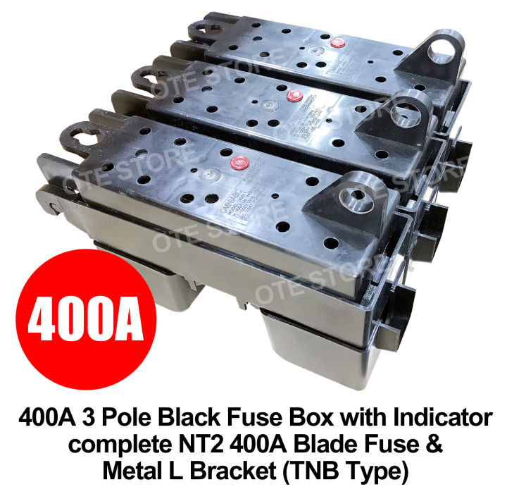 400A Black Fuse Box Unit with Indicator TNB Type (complete L-Bracket ...
