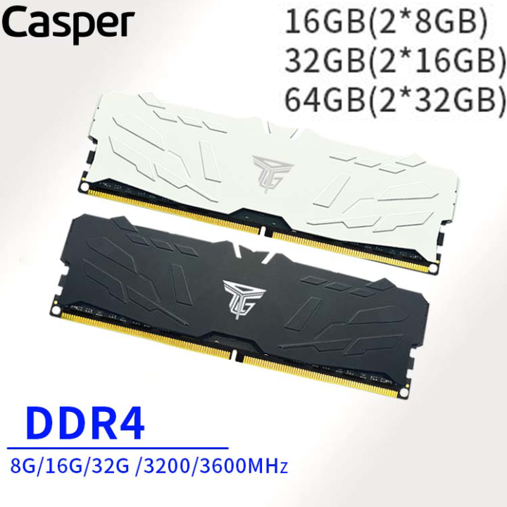 Casper DDR4 Pc Memory Gaming Desktop Ram 8GB 16GB 32GB 2666/3200/3600MHz with heatsink White ...