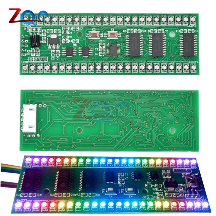 RGB MCU Adjustable Display Pattern 24 LED VU Meter Audio Level ...