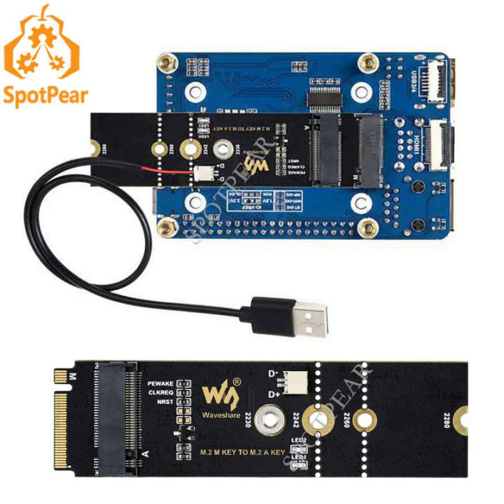 Raspberry Pi Compute Module 4 CM4 M.2 M KEY To A KEY Adapter, for PCIe ...