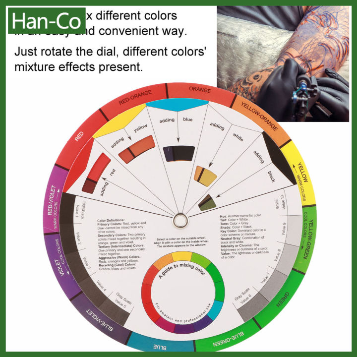 [Han-Co] Tattoo Ink Color Wheel Chart Tattoo Pigment Mix Color Guide ...
