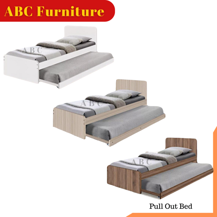Simple Wooden Pull Out Bed / Katil Kayu Single / Katil Pull Out Single ...