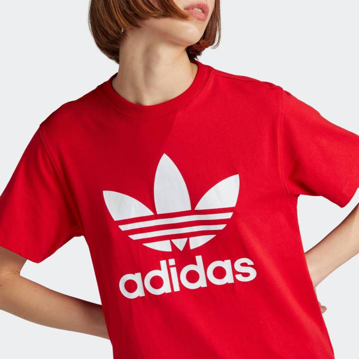 adidas ไลฟ์สไตล์ เสื้อยืด Adicolor Classics Trefoil ผู้หญิง สีแดง ...