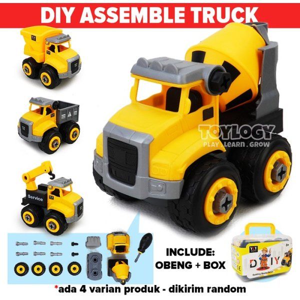 Mainan Anak DIY Rakit Assemble Truck Truk Konstruksi Mixer Bucket ...