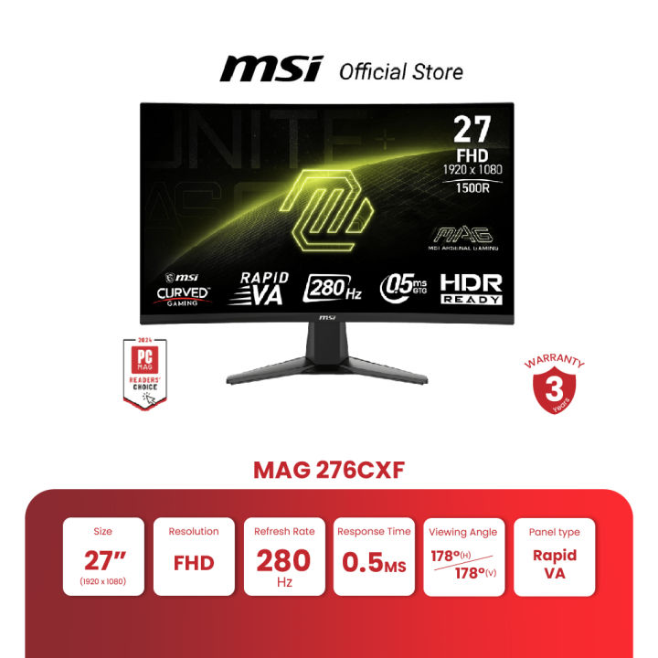 MSI MONITOR MAG 276CXF | 27" | FHD | Rapid VA | 280Hz (จอมอนิเตอร์) | Lazada.co.th