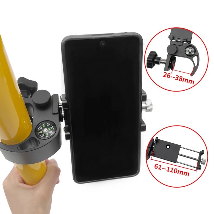 【New and Improved】 Data Collector Pole Clamp With Compass Phone Holder ...