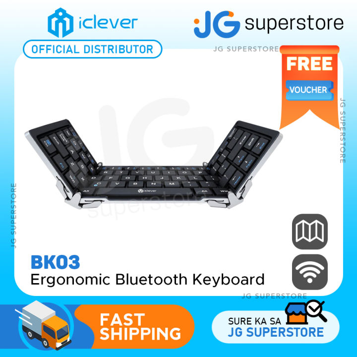 iClever BK03 Tri-folding Wireless Keyboard Silver Portable with Durable ... iClever BK03 Tri-folding Wireless Keyboard Silver Portable with Durable ...